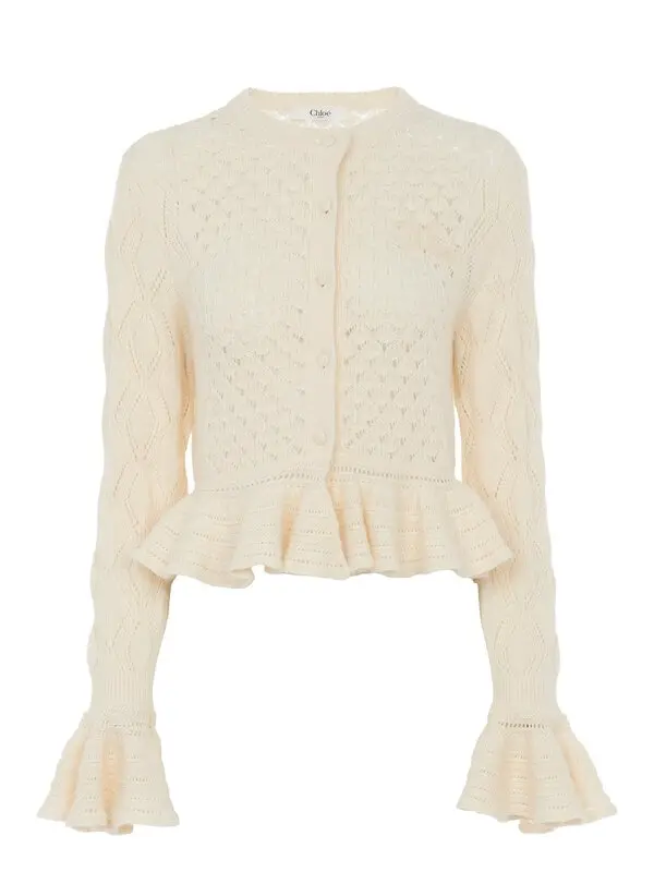 Chloé Pointelle Knit Cardigan - Iconic Milk