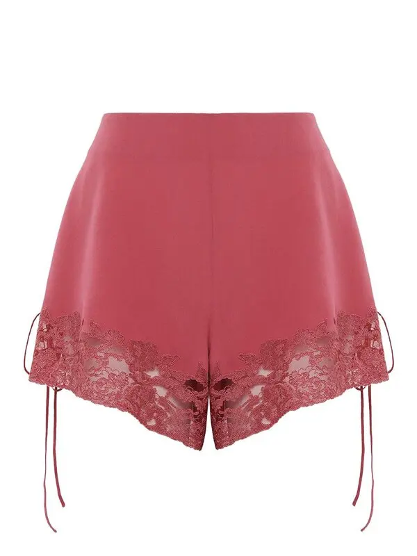 Chloé Lace-trimmed Crêpe De Chine Shorts - Mauvewood