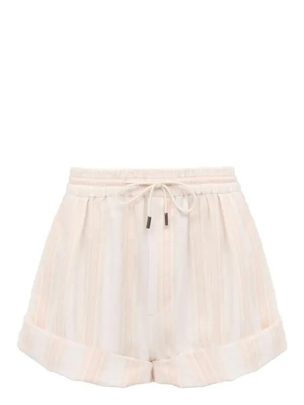 Chloé Turn-up Drawstring Shorts - White Pink