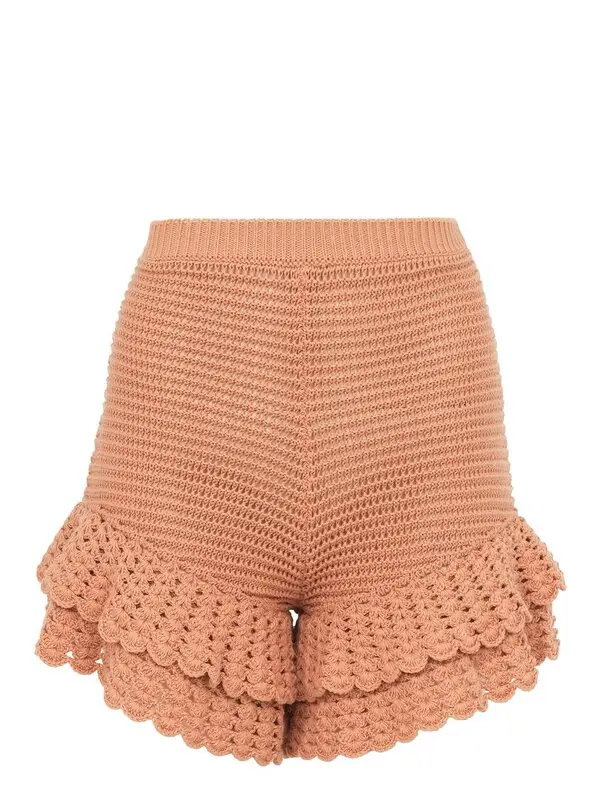 Chloé Crochet Knit Ruffled Mini Shorts - Cheek
