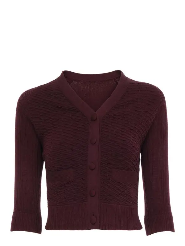 Chloé Fitted V-neck Wool Knit Cardigan - Obscure Purple