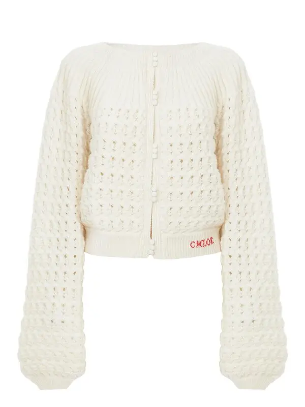 Chloé Wool & Cashmere Knit Cardigan - Iconic Milk
