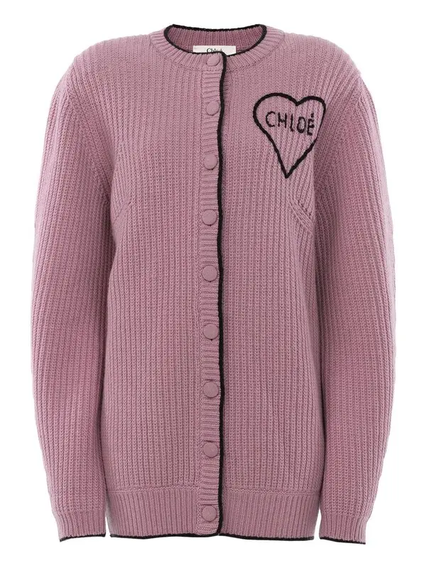 Chloé Wool And Cashmere Knit Cardigan - Misty Mauve