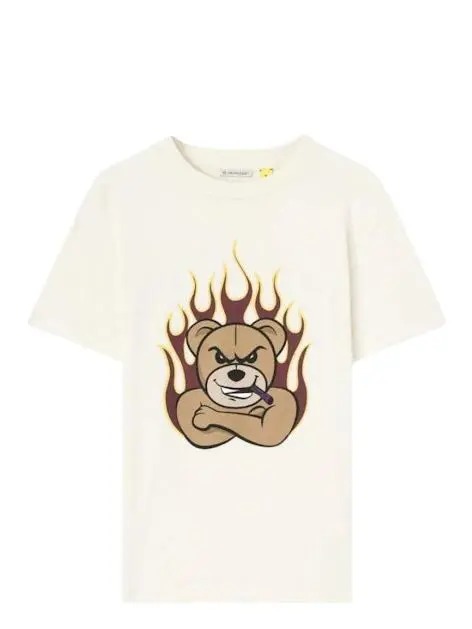 Moncler X Palm Angles Bear Motif T-shirt - White Brown