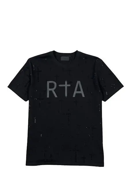 RtA Liam Short Sleeve Tee Shirt - Black Crystal