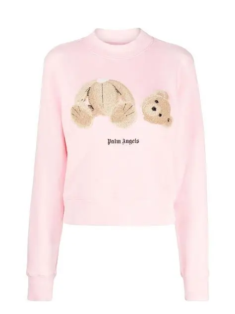 Palm Angels Bear-print Organic Cotton Sweatshirt - Light Pink
