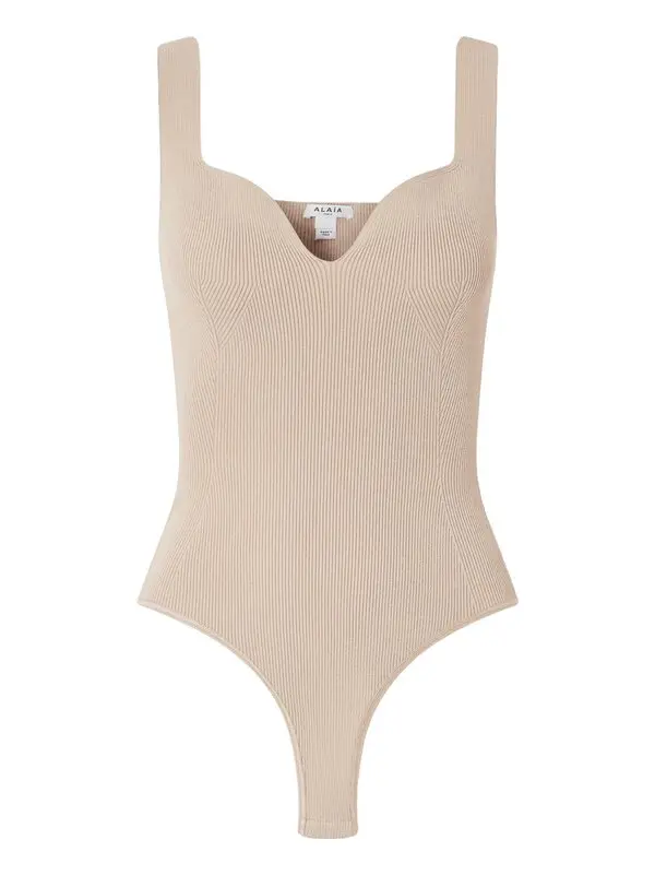 Alaïa Ribbed Jersey Bodysuit - Neutrals