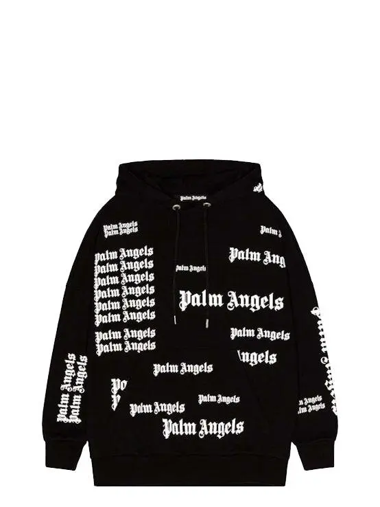 Palm Angels Logo Over Hoodie - Black White