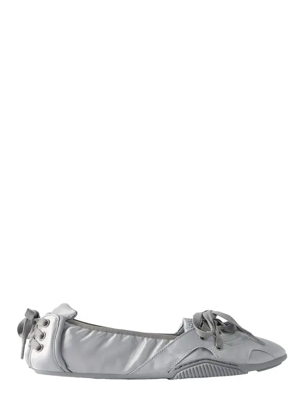 Acne Studios Bilaria Paneled Logo-print Satin Ballet Flats - Gray