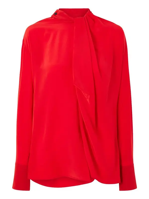 Victoria Beckham Draped Silk Blouse - Red