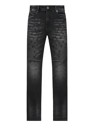 RtA Bryant Skinny Fade Allover Cross Jeans - Graphite