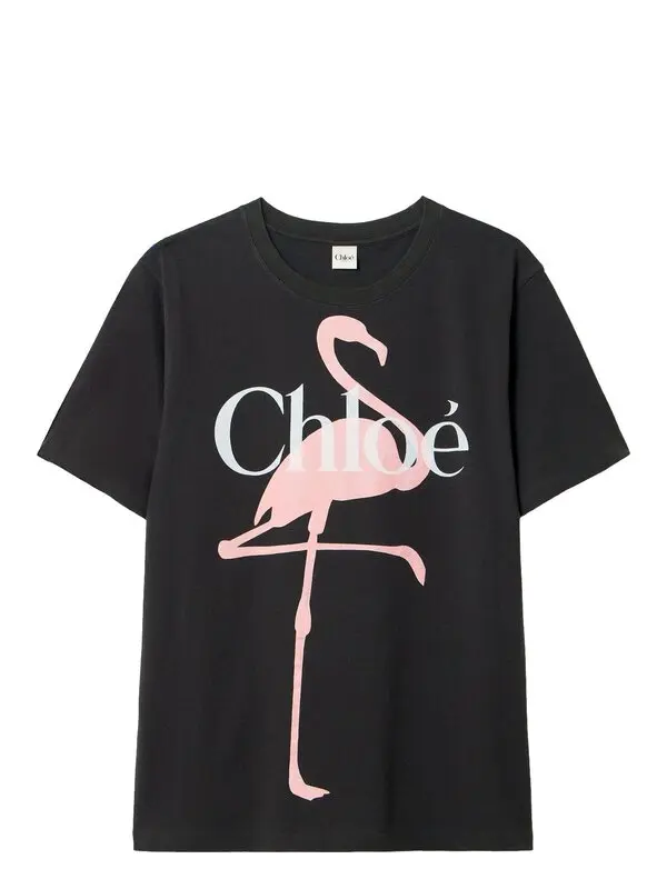 Chloé Printed Organic Cotton-jersey T-shirt - Black