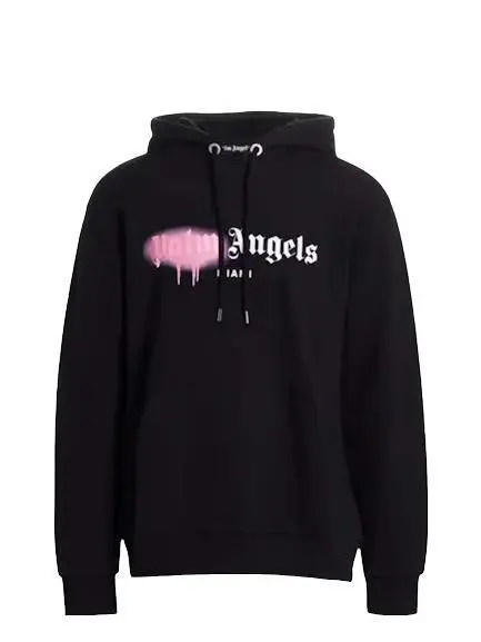 Palm Angels Miami Sprayed Logo Hoodie - Black Pink