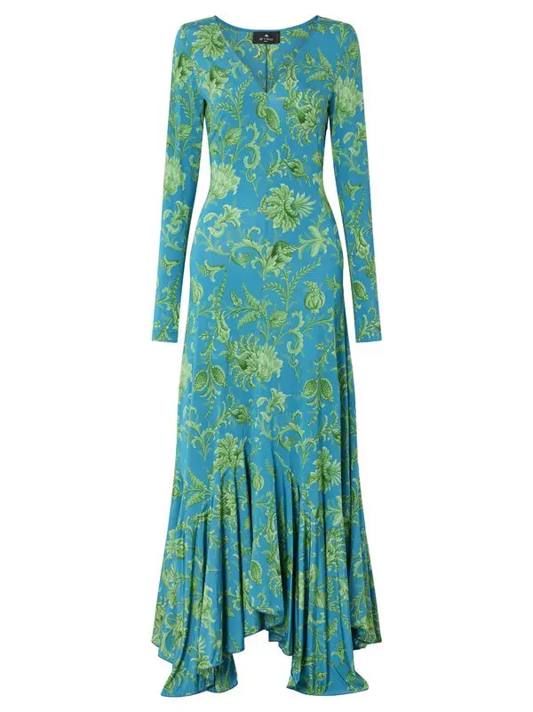 LESET Crystal-embellished Floral-print Maxi Dress - Blue