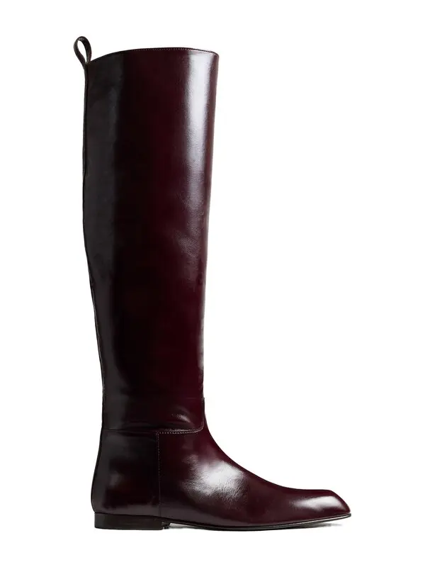 Khaite Colt Knee-high Boot In Glazed Leather - Bordeaux