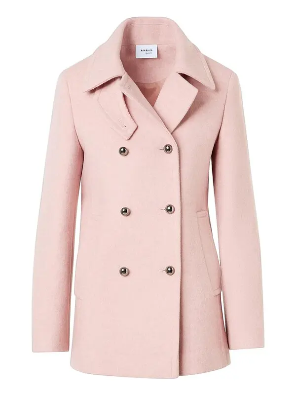 Akris Felted Wool Double-breasted Peacoat - Rose