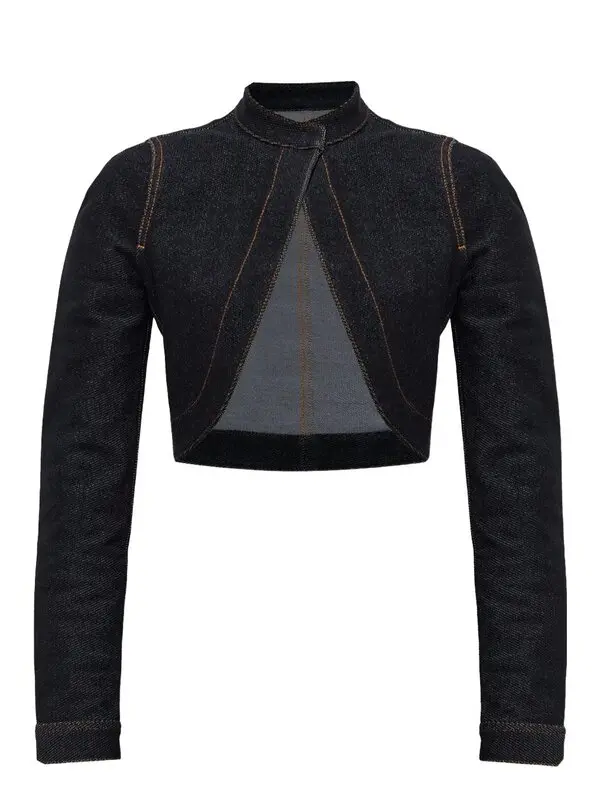 Alaïa Denim Cut-out Jacket - Black