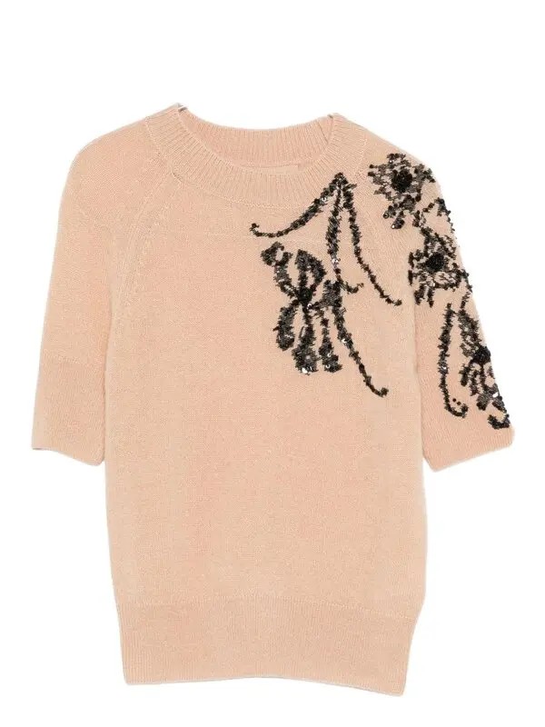 Ermanno Scervino Embroidered Cashmere Sweater - Beige