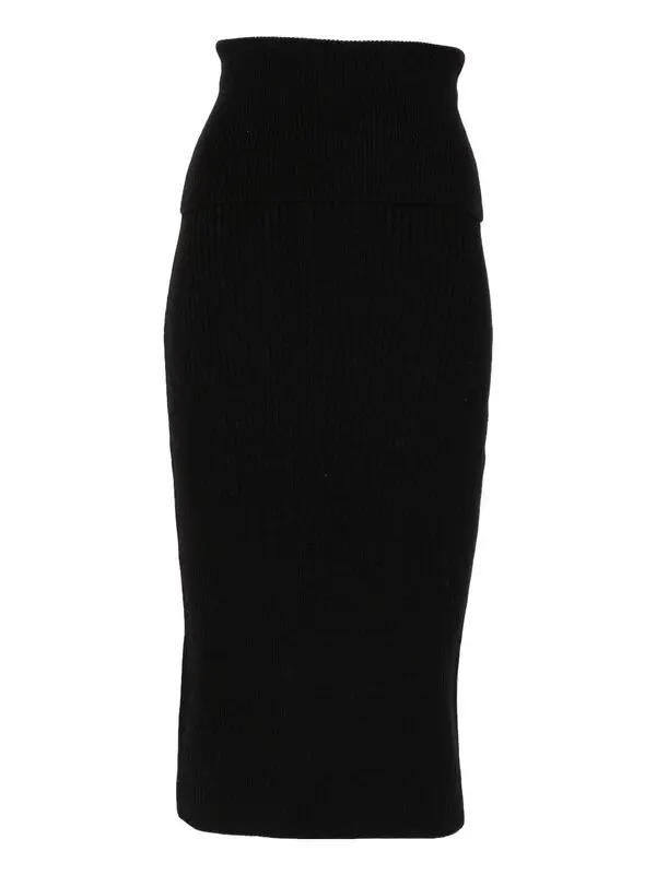 IRO PARIS Wool Blend Ribbed Knit Midi Skirt - Black