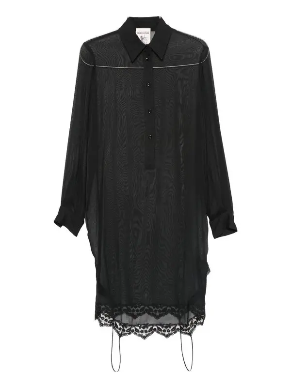 SEMICOUTURE Silk Blend Long Shirt - Black