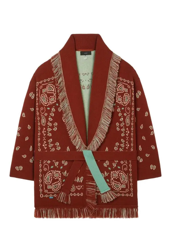 Alanui Bandana Jacquard Cashmere Cardigan - Red