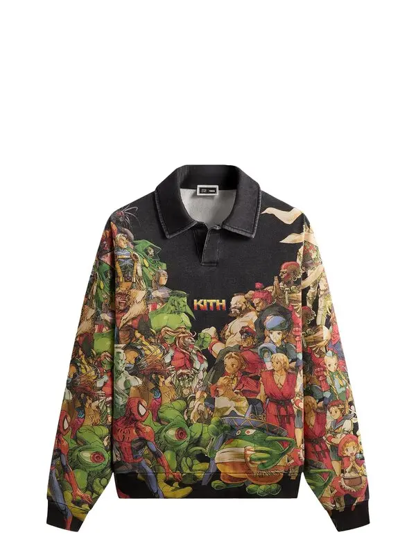 Kith X Marvel Vs. Capcom Age Of Heroes Nelson Fleece Rugby - Black