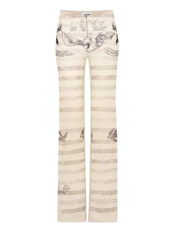 Jean Paul Gaultier Tattoo Marinière Mesh Trousers - Black
