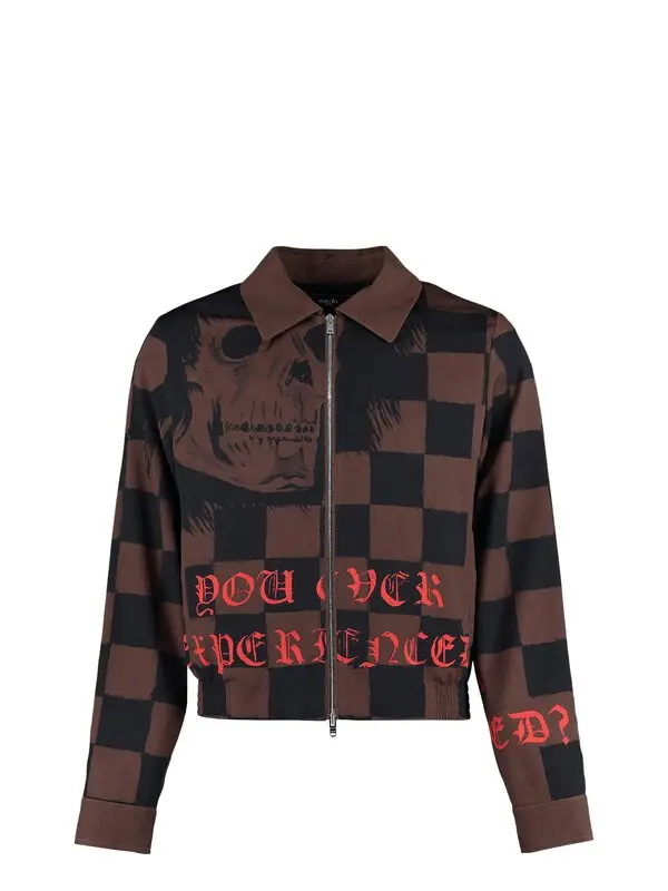 Amiri X Wes Lang Skull Zip Shirt - Brown