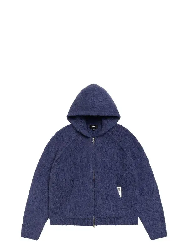 StÜssy Chunky Knit Zip Up Hoodie - Blue