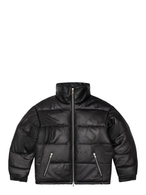 DENIM TEARS Embossed Leather Puffer - Black