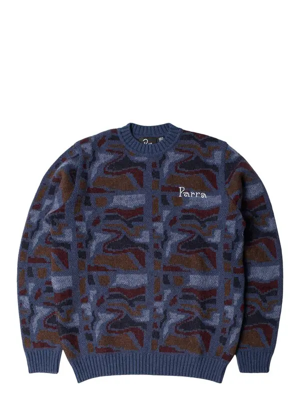 PARRA Repeat Ftp Booster Knitted Pullover - Blue