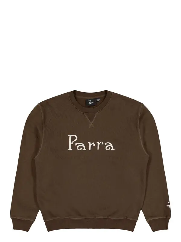 PARRA Weird Trad Logo Crew Neck Sweatshirt - Brown