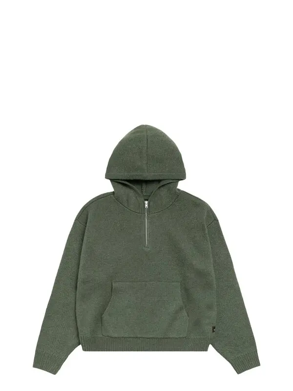 StÜssy Quarter Zip Knit Hoodie - Green