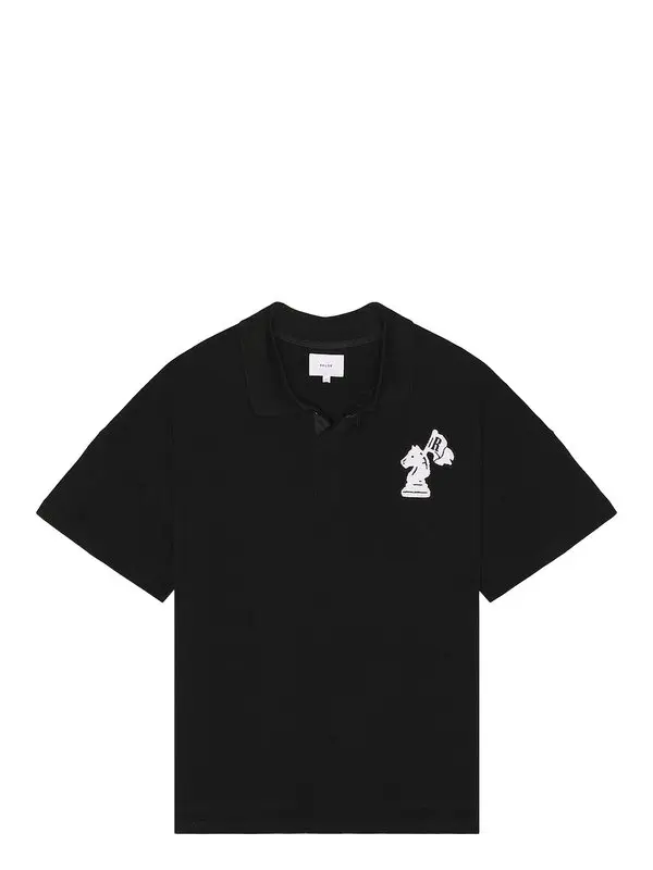 Rhude Pique Boxy Polo Shirt - Black