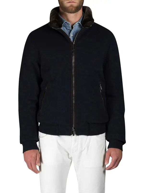 MOORER Zip Up Coat - Blue