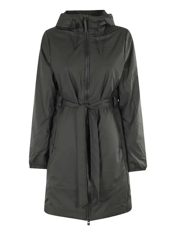 Rains Belted Jacket - Black