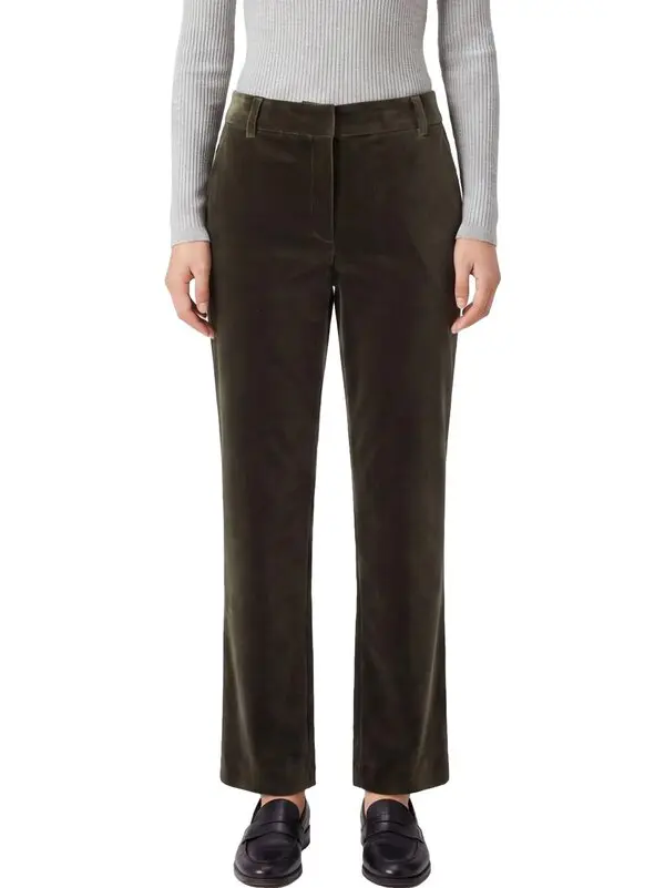 La DoubleJ Mid-rise Straight Leg Cotton Velvet Trousers - Green