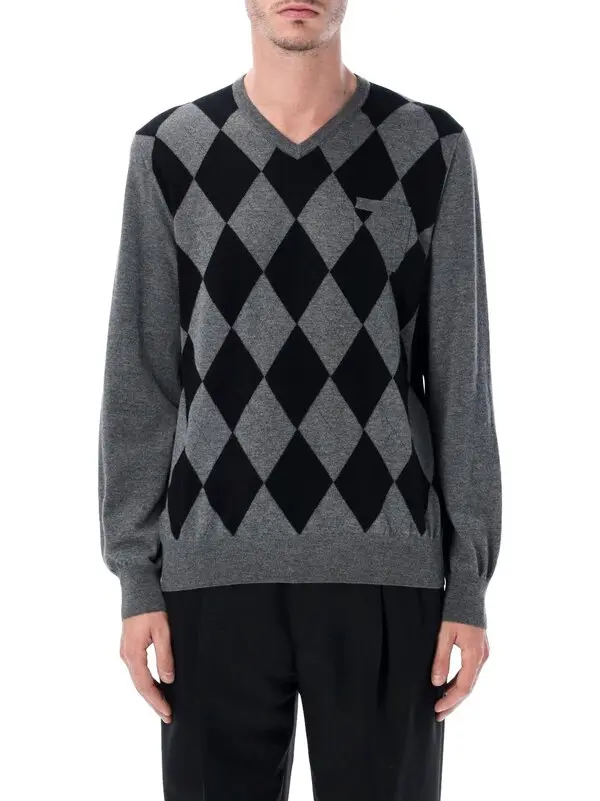 FERRAGAMO Argyle Sweater - Grey