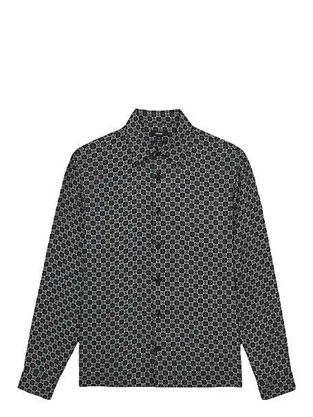 REISS Nix Medallion-print Woven Shirt - Black