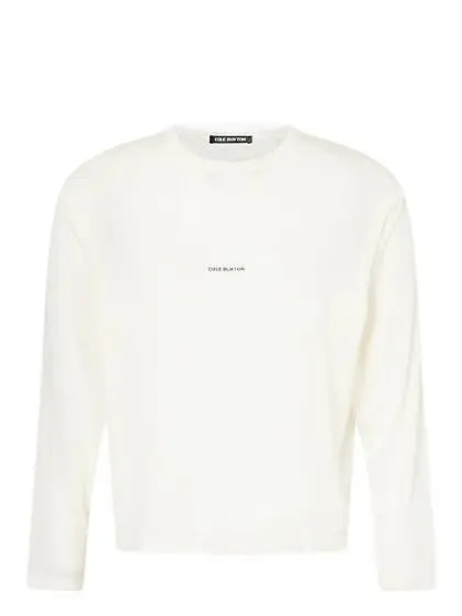 COLE BUXTON Mini-logo Sheer Long-sleeve Woven T-shirt - Vintage White