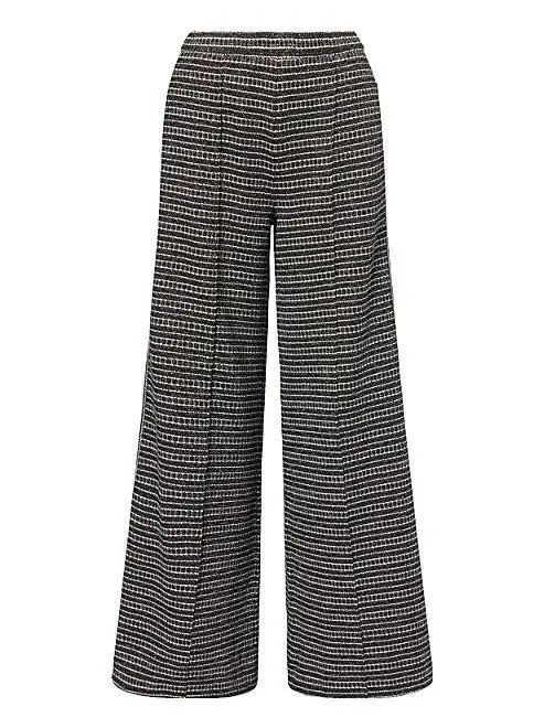 ME+EM Striped Tweed Wide-leg Knitted Trousers - Black Multi