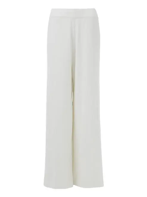 LEEM Elasticated-waist Wide-leg Knitted Trousers - White