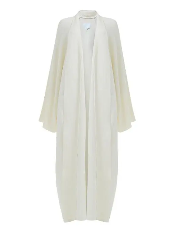 LEEM Ribbed Relaxed-fit Knitted Bisht - White