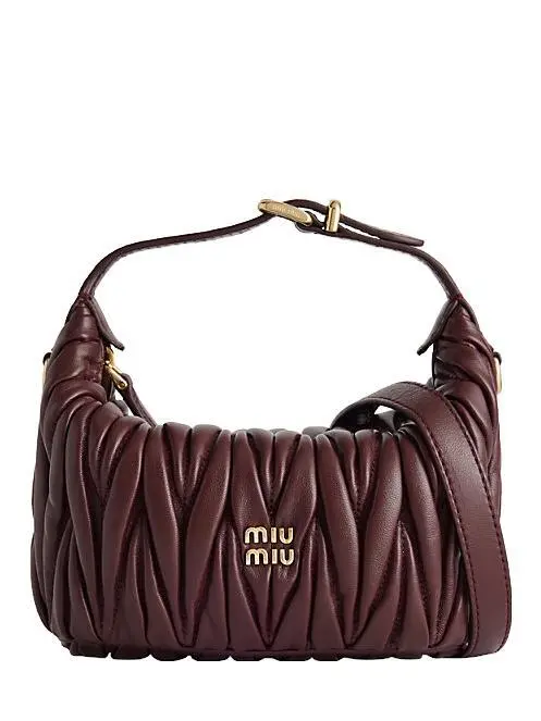 Miu Miu Matelassé Leather Top Handle Bag - Bordeaux