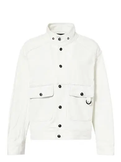 TEAM WANG DESIGN Stand-collar Paint-splatter Denim Jacket - White