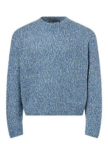 COLE BUXTON Flecked Knit Cropped Wool-blend Jumper - Blue