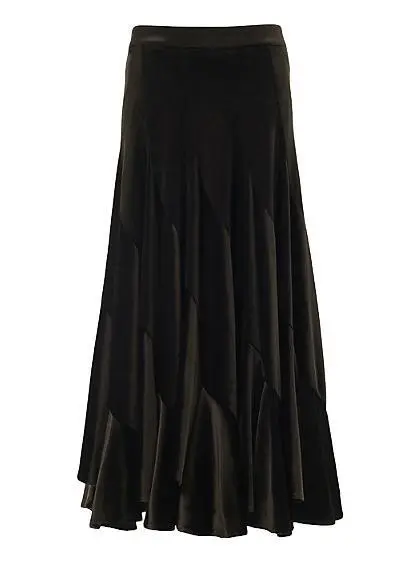 LEEM Panelled High-rise Stretch-velvet Midi Skirt - Brown