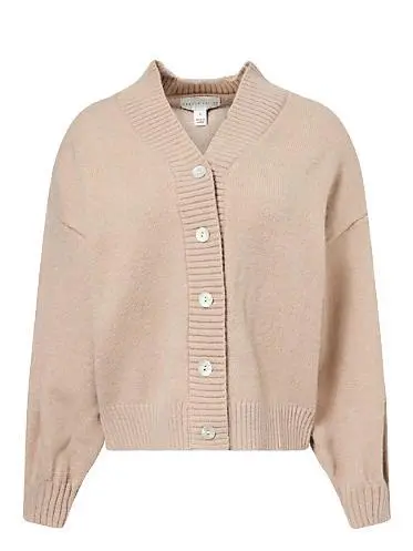 PRETTY LAVISH Lorrie Dropped-shoulder Knitted Cardigan - Dark Beige