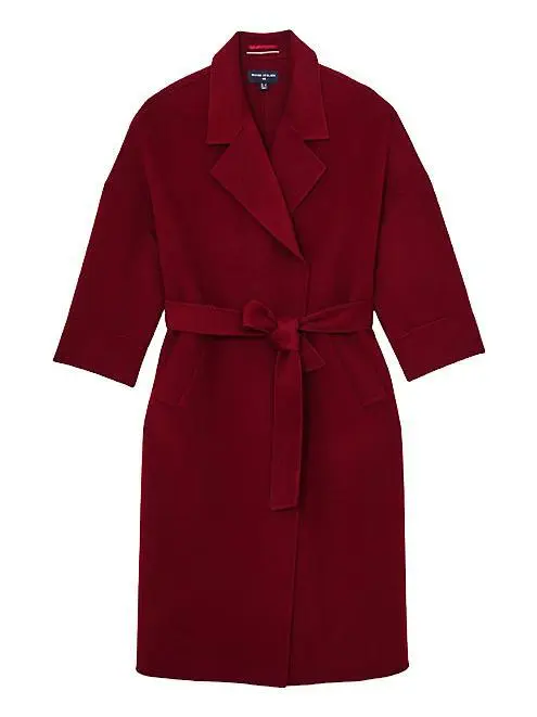 REISS Belted Waist Wool Coat - Red