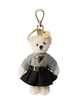Prada Teddy Keychain Charm - White